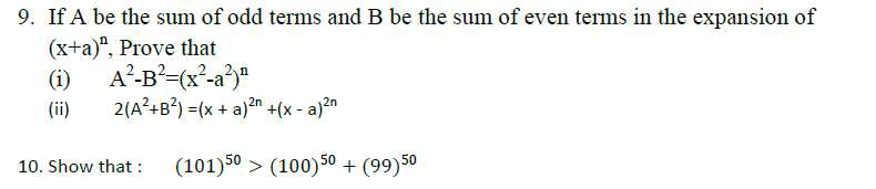 Cbse Class 11 Mathematics Binomial Theorem Assignment Set B 3364